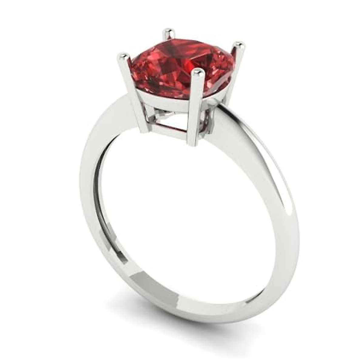 Clara Pucci 2.0 ct Cushion Cut Solitaire Natural Garnet Bridal Designer Anniversary Engagement Ring 14k White Gold 8