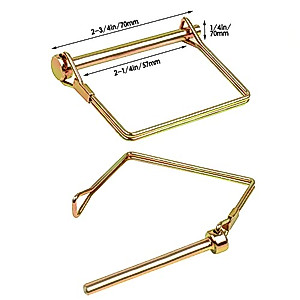 Minelife 12 Pieces Wire Lock Pin, 1/4 Inch Heavy Duty Safety Coupler Pin Shaft Locking Pin for Farm Trailers Wagons Lawn Garden(Square, Gold)
