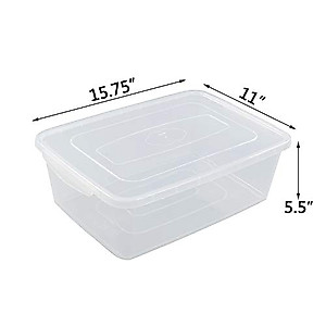 Easymanie Plastic Latching Box, Multi-Purpose 16 Quart Clear Storage Bin, 2 Packs