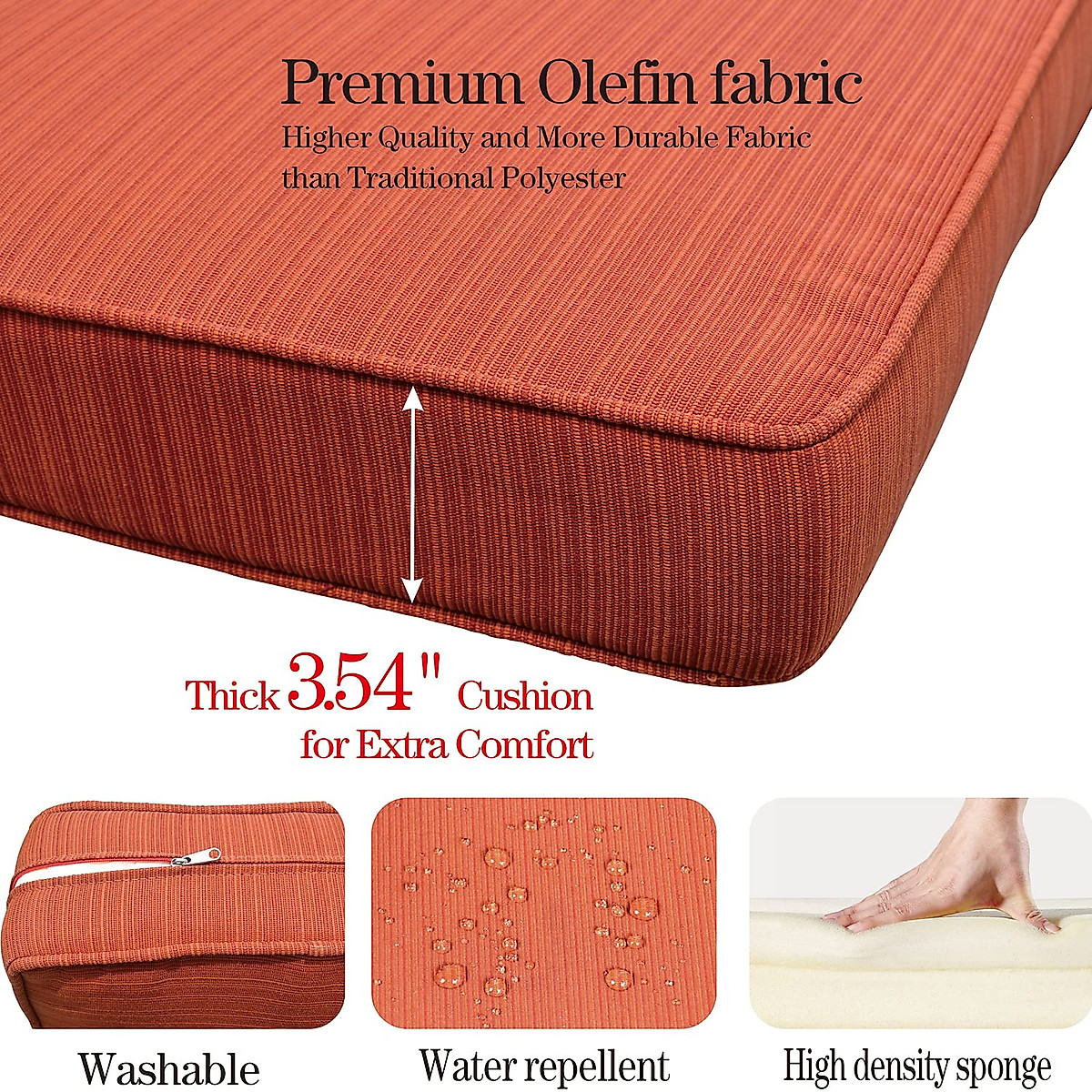 Patio Furniture Set 7 Pieces Swivel Rocking Chairs with 50,000 BTU Propane Fire Pit Table Outdoor Wicker Conversation Sofa Couch and Matching Side Table and Ottomans,Brown Wicker Orange Red