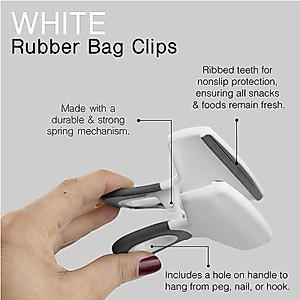 Large Clips, Set of 5 Large Clips, clips for chip bags, clips for dog food bags, clip for chip bags, clips for bread bags (5 units white)