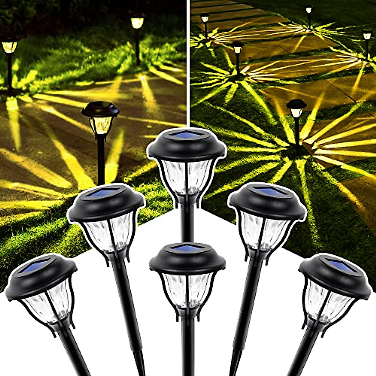 SOLPEX Solar Outdoor Lights Pathway, 6 Pack LED Solar Path Lights, Solar Garden Lights Outdoor Waterproof, Solar Powered Pathway Lights for Yard, Pathway, Lawn (Warm White)