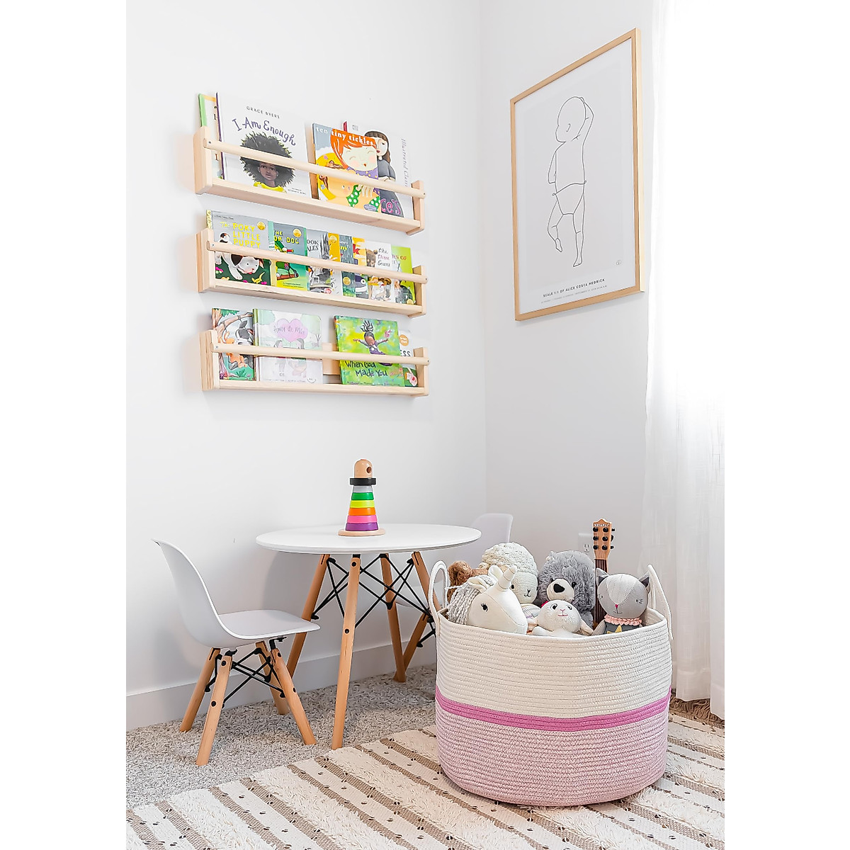 OrganiHaus Baby Laundry Basket 20x13, Large Cotton Rope Basket, Large Blanket Basket Living Room, Large Woven Basket, Extra Large Basket for Blankets Living Room, Pink Woven Laundry Basket