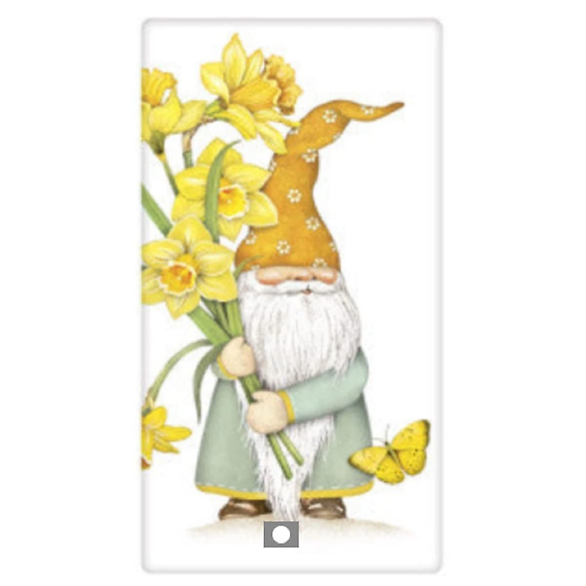 Mary Lake Thompson BT653 Daffodil Gnome Flour Sack Towel 30 Inches Square, Screen Print Design in Lower Center Only