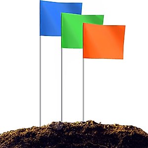 Zozen 100Pack Marking Flags, Orange&Green&Blue, Marker Flags for Lawn, 15x4x5 Inch Landscape Flgs, Irrigation Flags, Lawn Flags,Yard Markers, Match with for Distance Measuring Wheel.