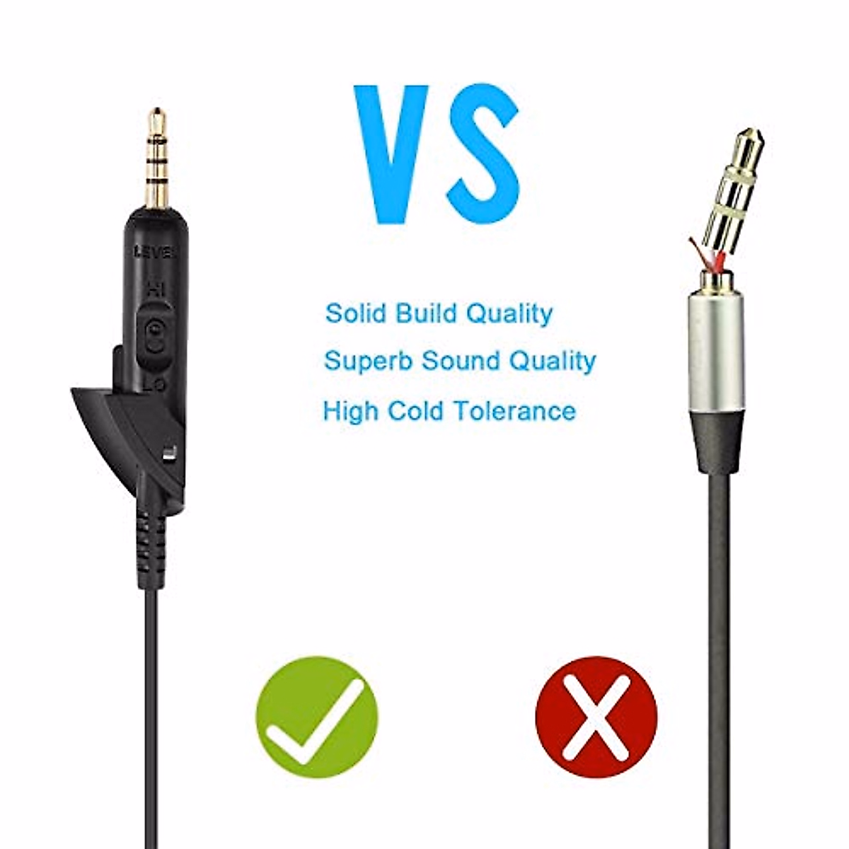 Alitutumao Replacement Audio Extension Cable Cord Wire Compatible with Bose QuietComfort QC15 Headphones with in line Mic (Black)