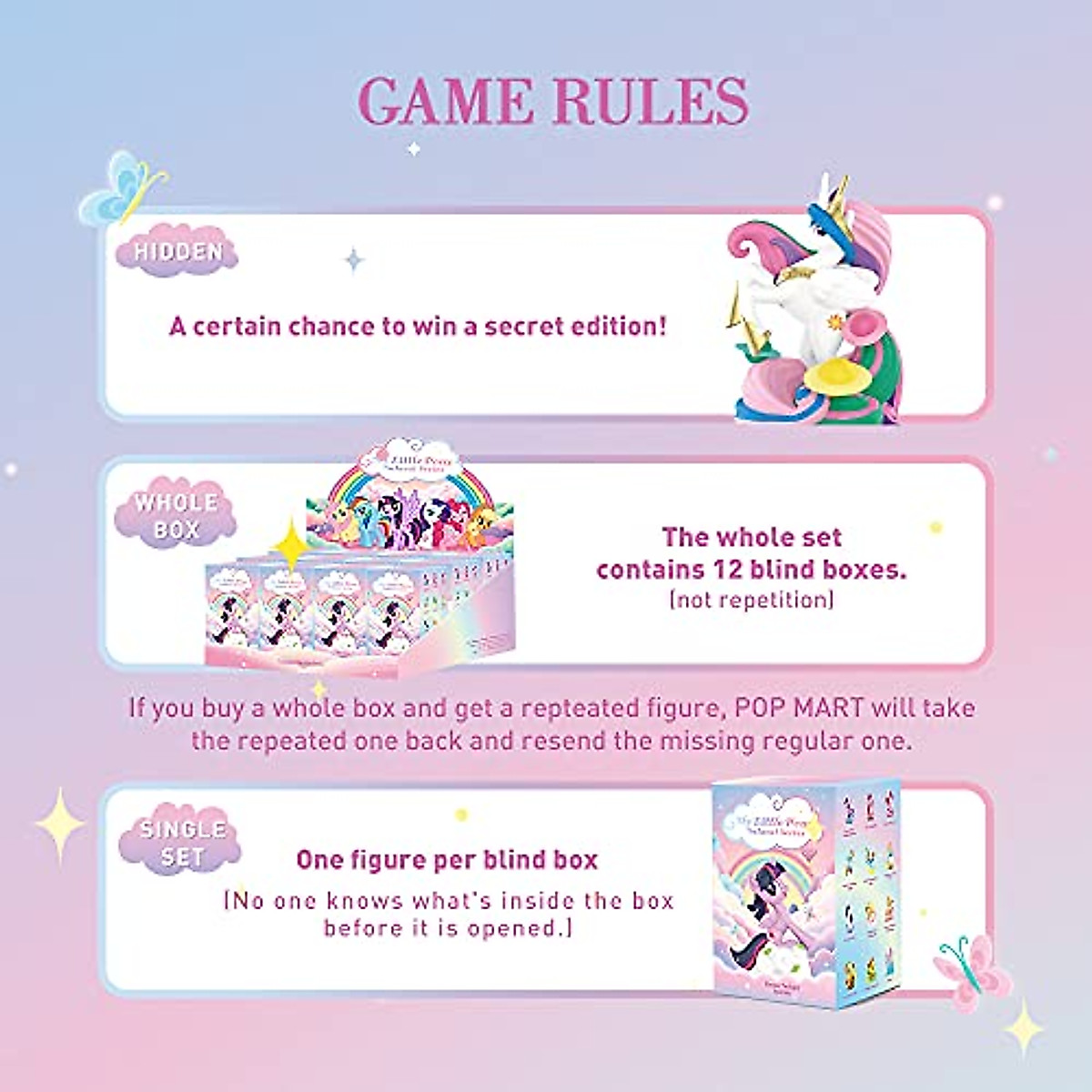 POP MART 12 Boxes Compatible for Hasbro My Little Pony Natural Series Character Popular Collectible Art Toy Hot Toys Cute Figure Creative Gift, for Christmas Birthday Party Holiday