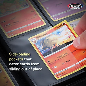 BCW 12-Pocket Zipper-Folio LX Trading Card Binder (Black) | Card Collection Binder with 480 Card Capacity | Archival Safe Pages | Secure Wrap-Around Zipper | Pocket Trading Card Holder Album