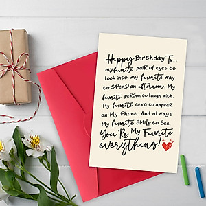 GlightG Romantic Birthday Card for Husband Boyfriend, Funny Birthday Cards Gifts for Wife Girlfriend, Sweet Love Card for Women Men, You're My Favorite Everything!