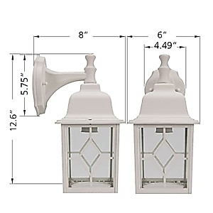 LIT-PaTH Outdoor LED Wall Lantern, Wall Sconce as Porch Light, 11W, 1000 Lumen, 5000K Daylight White, Aluminum Housing Plus Glass, Matte White Finish, ETL Qualified