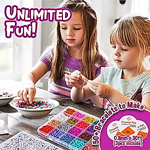 Goody King Bracelet Making Kit Friendship Bracelet Kit Jewelry Making Beads - 5000+pcs Bead Craft Kit Set, Glass Pony Seed Letter Alphabet DIY Art and Craft - Gift for Her Women Kid Age 6 7 8 9 (4mm)