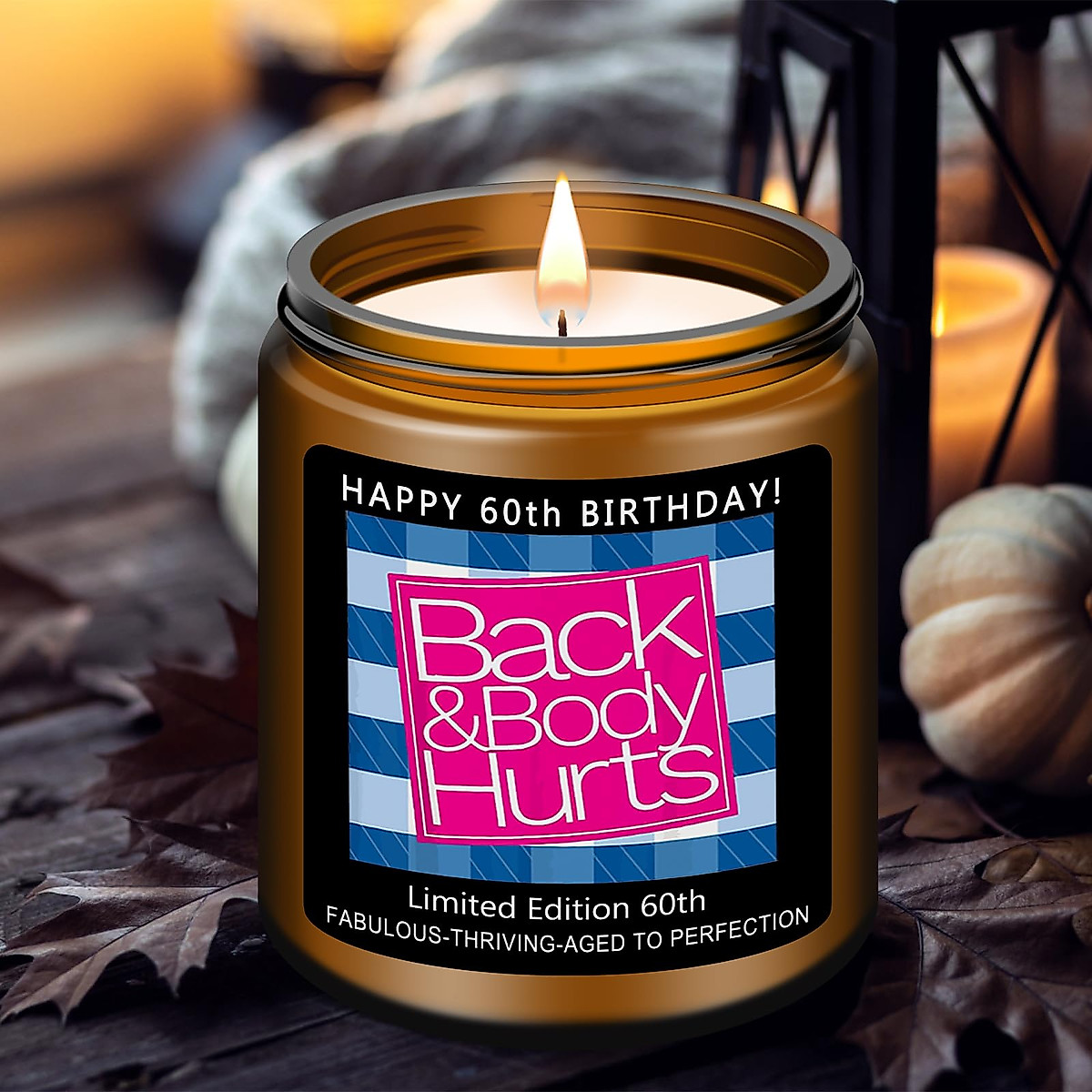 Homsolver 60th Birthday Gifts For Women Men, Happy 60th Birthday Decorations Candles Gift For Her Him, Funny 60 Years Old Ideas- Handmade Lavender Candle