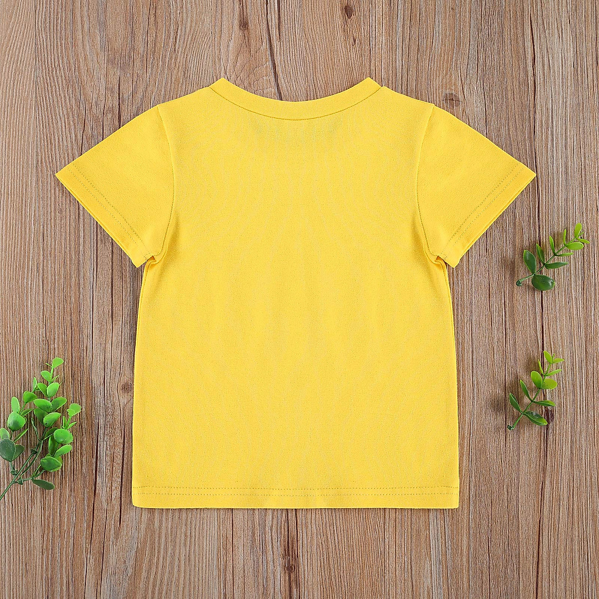 Toddler Baby Girls Boys Cartoons Cotton Basic T Shirts Tops Shorts Sleeve Tee Shirt Baby Summer Clothes (A Solid Yellow, 4-5T)