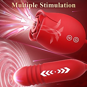 Sex Toys Dildo Rose Vibrator - Upgraded Rose Sex Toy for Women with 9 Sucking & 9 Thrusting Vibrating Dildos G Spot Vibrators for Clit Nipple, Women Adult Sex Toys Games for Couples Sex Machine