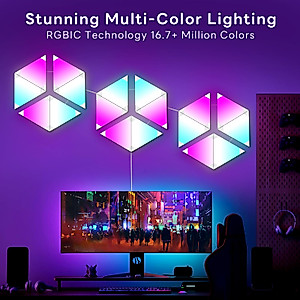 MCWOFI RGBW Smart Triangle Light, LED Wall Panel Light 9 Pack, DIY Design, Music Synchronization, APP Control, for Living Room, Game, Party Decoration