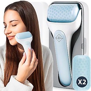Eli with Love Facial Ice Roller for Face Premium with Carry Case and 2X Rollers for Long Lasting Cold - Eye Roller for Puffy Eyes & Cold Massage for Migraines (Ice Roller)