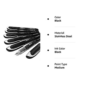 ZEBRA Fuente - Disposable Fountain Pen - Black Ink - Pack of 6