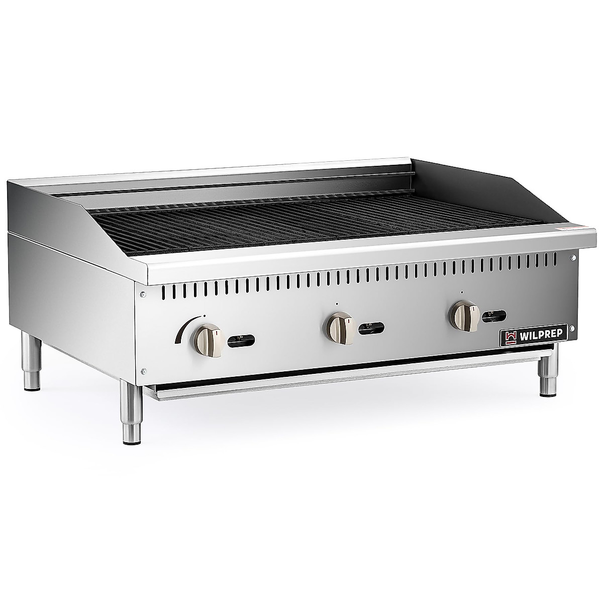 WILPREP Gas Countertop Radiant Charbroiler, 36 in Commercial Radiant Charbroiler with 3 35000 BTU U-Shaped Burners & 6 Cast Iron Grates, NG LPG Compatible Gas Charbroiler for Home Commercial Kitchen