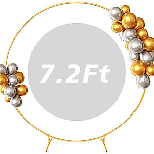 Round Backdrop Stand 7.2 ft, Metal Balloon Arch Kit Circle Frame for Parties, Birthday, Wedding, Ceremony Decorations-Gold