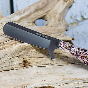 WHISKEY BENT HAT CO. Bullcutter 2 Fixed Blade Knife 440C Stainless Steel 6" Blade w/Leather Sheath (Bullcutter 2 - Floral Tool)