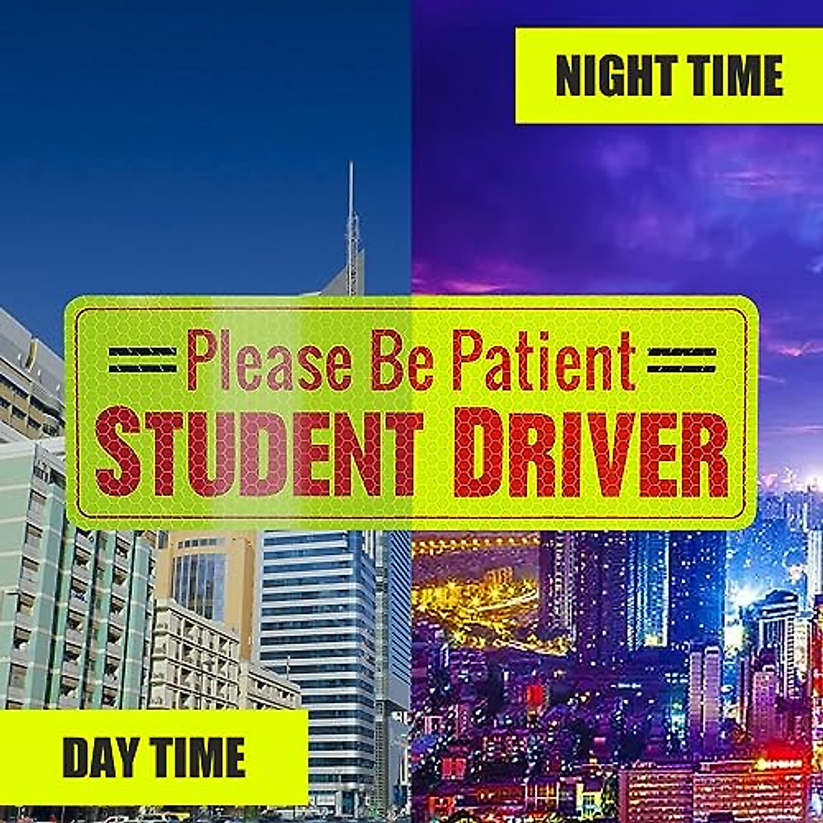 gunhunt 3 PCS Car Practice Reflective Car Tail Decals, 3.54" x 9.44" "Student Driver" Reflective Warning Body Decals, Essential Safety Accessories for Beginner Drivers (Red)