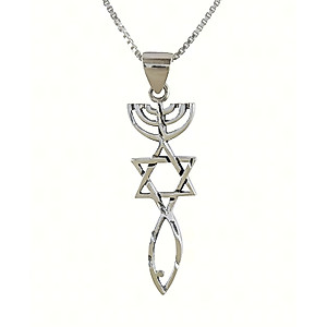 AJDesign Sterling Silver Messianic Seal Pendant Spiritual Religious Jewelry Grafted Necklace Pendant with Chain (24)