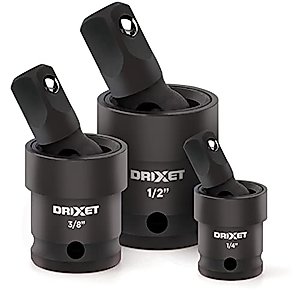 Impact Swivel Socket Set - 1/2, 3/8, and 1/4 Swivel Socket Set - Universal Joint Socket for Hard-To-Reach Angles - Premium Cr-Mo Steel Flexible Socket Extension Set - Rust Resistant - Drixet