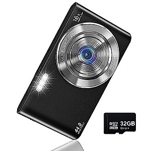 VJIANGER 4K Digital Camera 44MP Point and Shoot Camera with 16X Digital Zoom 2.4 Inch Kids Camera with 32GB SD Card Vlogging Camera for Teens Students Boys Girls Seniors(DC6-X3 Black2)
