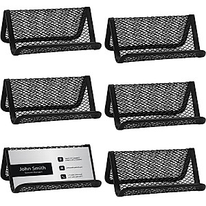 WWW Metal Business Card Holder for Desk,6 Pack Desktop Name Card Organizer Business Card Display Holders,Premium Card Holder for Office-Black
