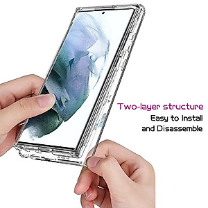 Vavies Case for Galaxy S22 Ultra Case, SM-S908U Case with Tempered Glass Screen Protector, Full Body Clear with Floral Protection Phone Cover Cases for Samsung Galaxy S22 Ultra 5G (Butterfly Tree)