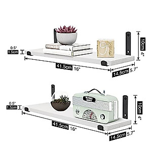 Afuly White Wall Shelves Bathroom Floating Shelves, Shelves for Wall Storage Decor, Wall Mounted Shelves for Bathroom Bedroom Living Room, Floating Book Shelves for Wall Black, Set of 2