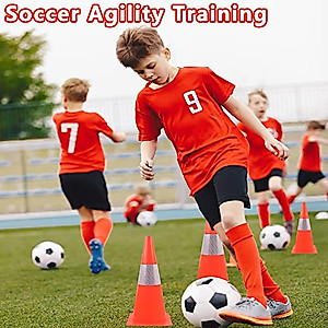 15 inch Traffic Safety Cones with Reflective Collars,[4 Pack]Orange Construction Cones| Parking Cones| Soccer Training Cones |Road Cones for Parking lot, Driveway, Sport and Driving Training.