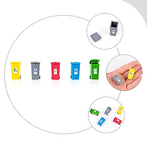 Yardwe 5pcs Garbage Cans Trash Can 1: 100 Mini Curbside Vehicle Garbage Bin Recycle Can Rubbish Storage Bin Kids Learning Educational Micro