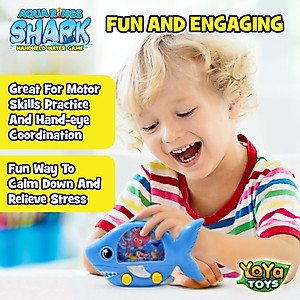YoYa Toys Aqua Rings Shark Handheld Game for Kids - Retro Toys and Nostalgic Car Activities for Kids - Portable Road Trip Toys and Calming Travel Games - Great Shark Toys Gift and Party Favors