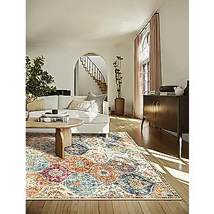 Lahome Moroccan Trellis Area Rug, 5x7 Washable Living Room Rug Indoor Non-Slip, Large Oriental Accent Throw Rug for Kitchen Entryway Bathroom Bedroom Office Carpet (Cream, 5x7ft)