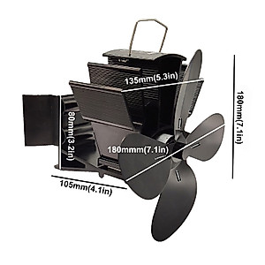 Fireplace Fan 4 Blades Heat Powered Stove Fan Log Wood Burner Eco-Fan Quiet Home Fireplace Fan