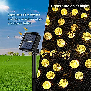 Joomer Outdoor Solar String Lights 45.5Ft 60 LED Solar Powered String Lights Waterproof,8 Modes Crystal Ball Lights Solar Fairy Patio Lights for Garden, Lawn, Porch, Gazebo, Bistro(Warm White)