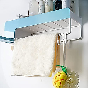 MORNITE Wall Bathroom Organizer Caddy Wall Shelves for Shower No Drilling,Adhesive Bathroom Restroom Shelf Storage Mirror Hanging,Blue