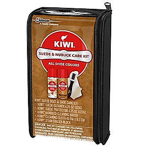 KIWI Suede and Nubuck Shoe Cleaner Kit | For Shoes, Boots, and More | Includes Cleaner, Protector, Brush, Cloth, Eraser Block
