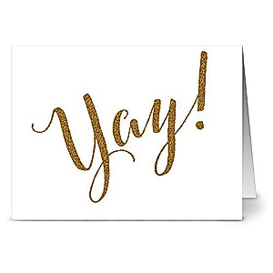 Note Card Cafe Congratulations Cards with Kraft White Envelopes | 36 Pack | Glitzy Congrats | Blank Inside, Glossy Finish | Set for Greeting Cards, Graduations, Promotions, Baby Showers