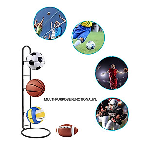 APLRIC Basketball Ball Storage Rack, 3 Tier Cube Ball Storage Holder, Garage Sports Organizer,Indoor Removable Vertical Display Stand for Basketball Football Volleyball