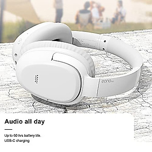Eonome-Active-Noise-Cancelling-Headphones - S3 ANC Headphones - Hybrid Wireless Over-Ear Bluetooth Headphones with Mic,Multiple Modes,40H Playtime,Comfortable Protein Earcups(White)