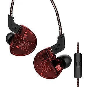 Linsoul KZ ZS10 5 Drivers in Ear Monitors High Resolution Earphones/Earbuds with Detachable Cable (with Mic, Red)