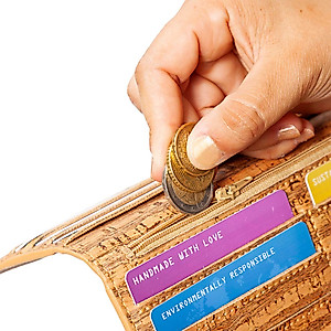 Cork Wallet Women Vegan Slim for Cards, Notes and Coins Zebra Pattern