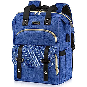 School Backpack for Teens Boys Girls, Laptop Backpack for Men Women, Bookbag for School, 15.6 Inch Work Laptop Bag with USB Charging Port, Wide Open Large Water Resistant Nurse Backpack Purse, Daypacks for College Business, Navy Blue