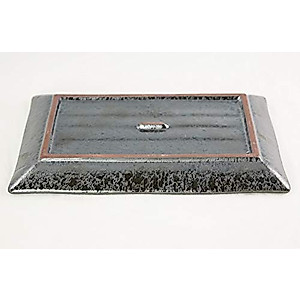 7.75" Rectangular Black Stain Ceramic Humidity/Drip Tray for Bonsai Tree + Rock