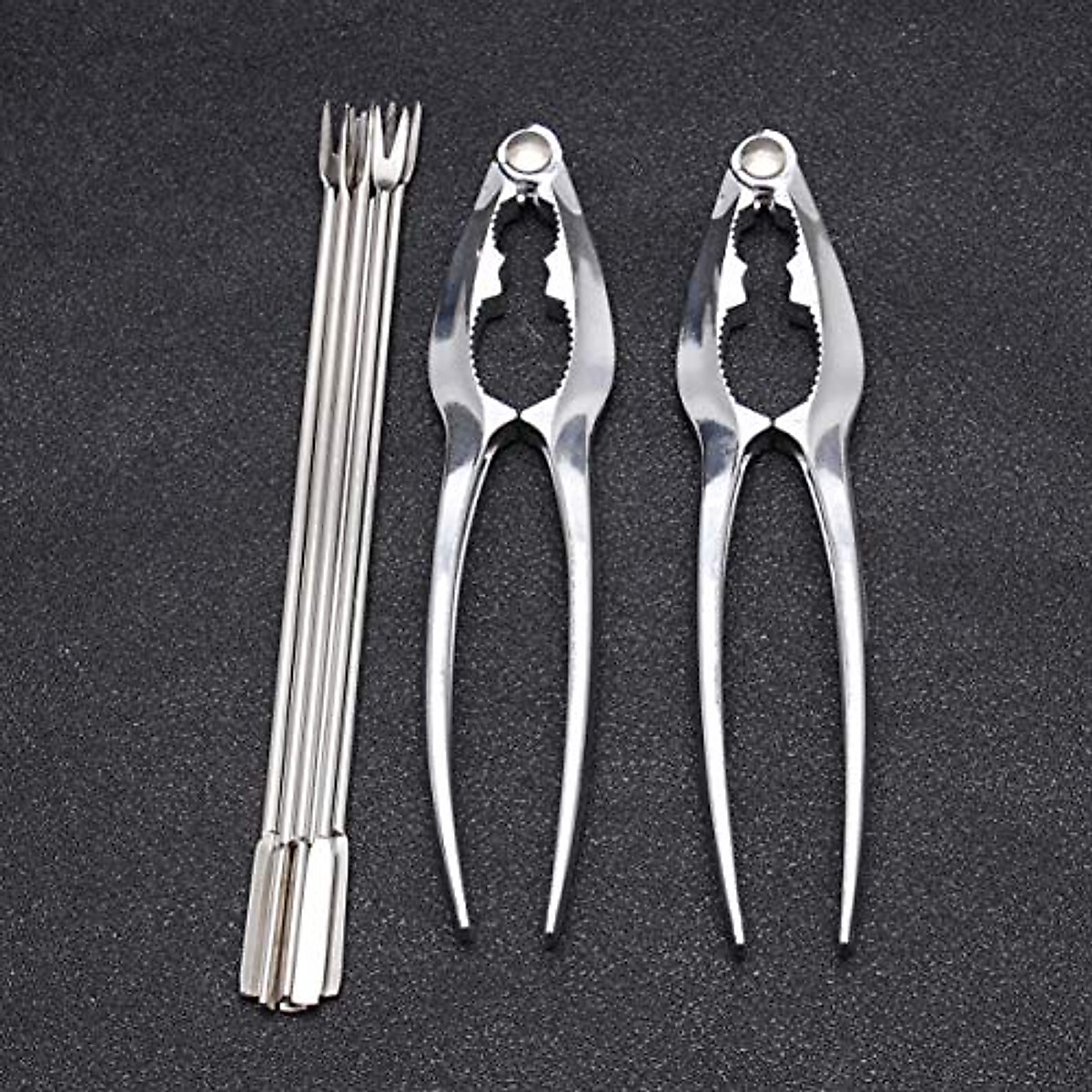 Household Tools Stainless Steel Set 8pcs Lobster Crackers and Picks Set Walnut Opener Crab Leg Tools Stainless Steel Seafood Crackers Forks Nut Set Zinc Alloy Household Tool Set