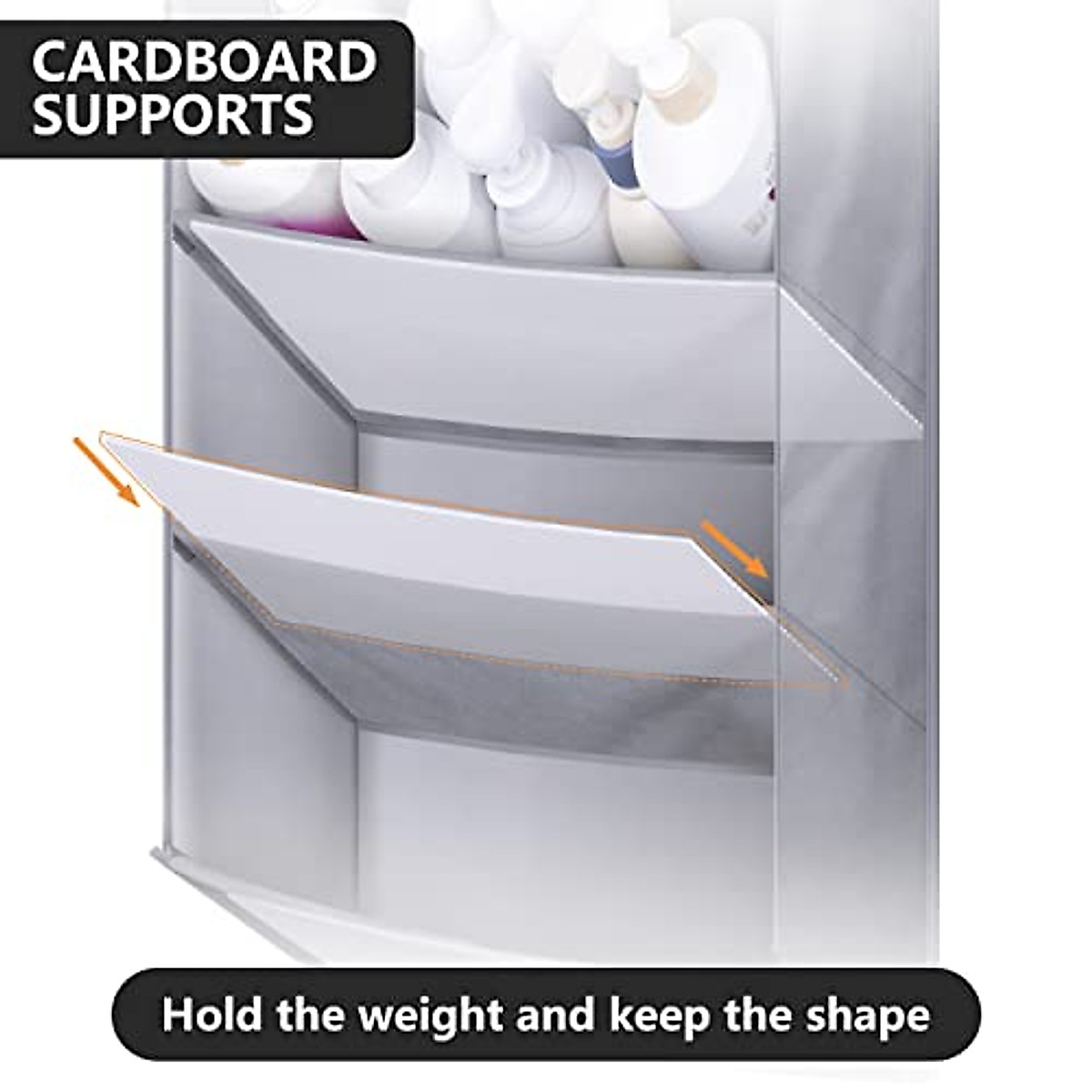 MISSLO Narrow Over the Door Organizer with Deep Pocket - 2 Pack Behind the Door Storage Organizer Rack for Baby Diaper, Shoe, Closet, Bathroom, Bedroom, Pantry, Nursery, Gray