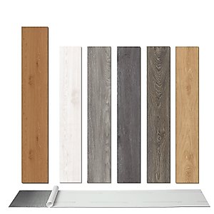 Oxdigi Peel and Stick Floor Tile 36" x 6"x 36 Packs/ 54 Sq.Ft, Thicken Wood Plank Flooring Self-Adhesive Waterproof for Kitchen Living Room RV, Easy DIY Floor Stickers, Brownish