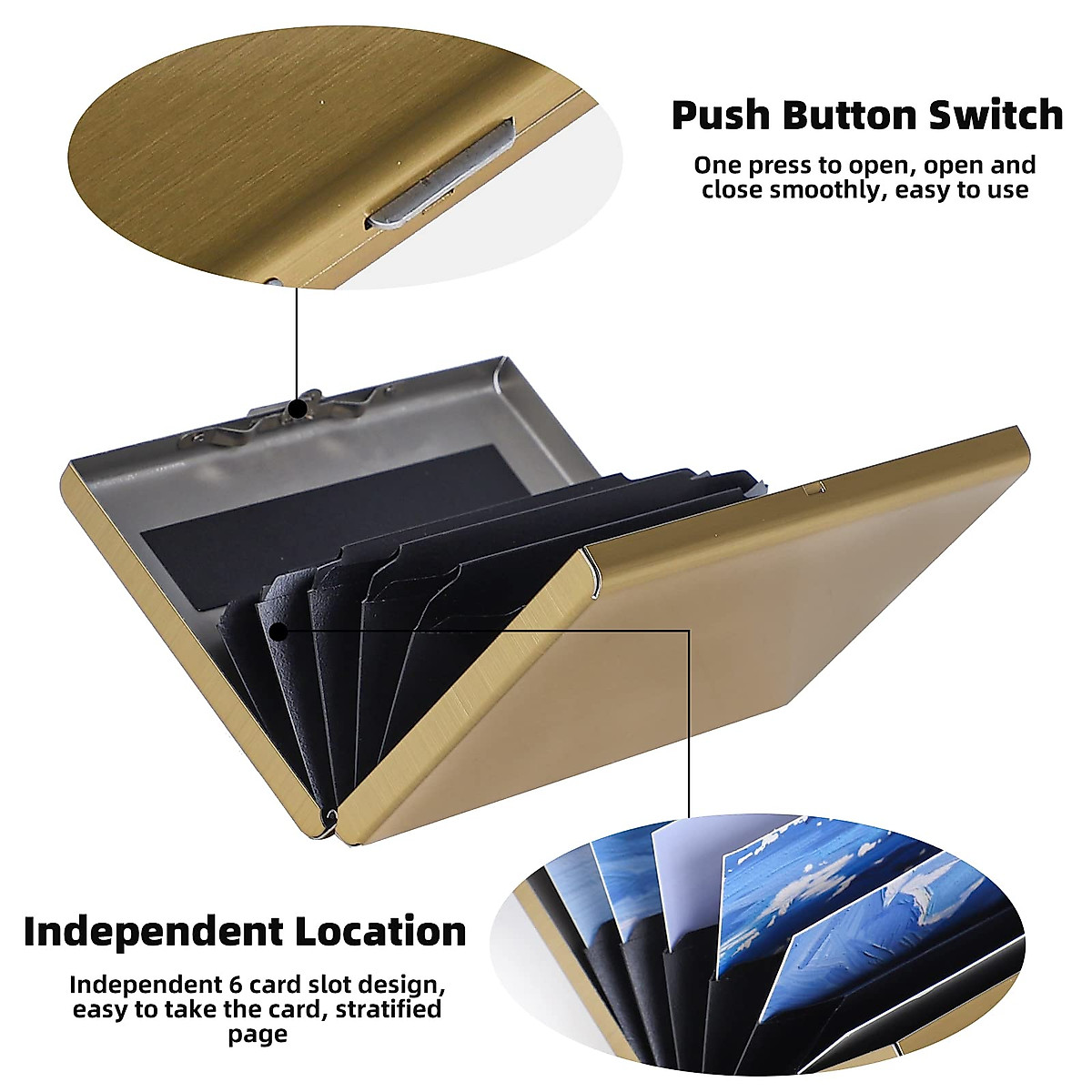 Alinbehbs Credit Card Holder RFID Card Holder Metal Wallet Stainless Steel Credit Card Wallet Business Card Holder for Woman Men (Gold)